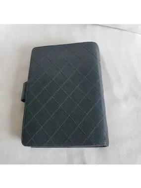 CHANEL | Office | Chanel Black Quilted Caviar Leather Mm 6ring Agenda ...
